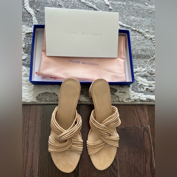 Stuart Weitzman | Shoes | Twist Block 75 Slide Sandal In Golden Beige ...